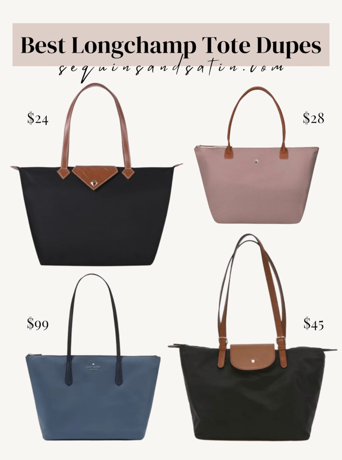 Best Longchamp Le Pliage Tote Bag Dupes Starting at $13